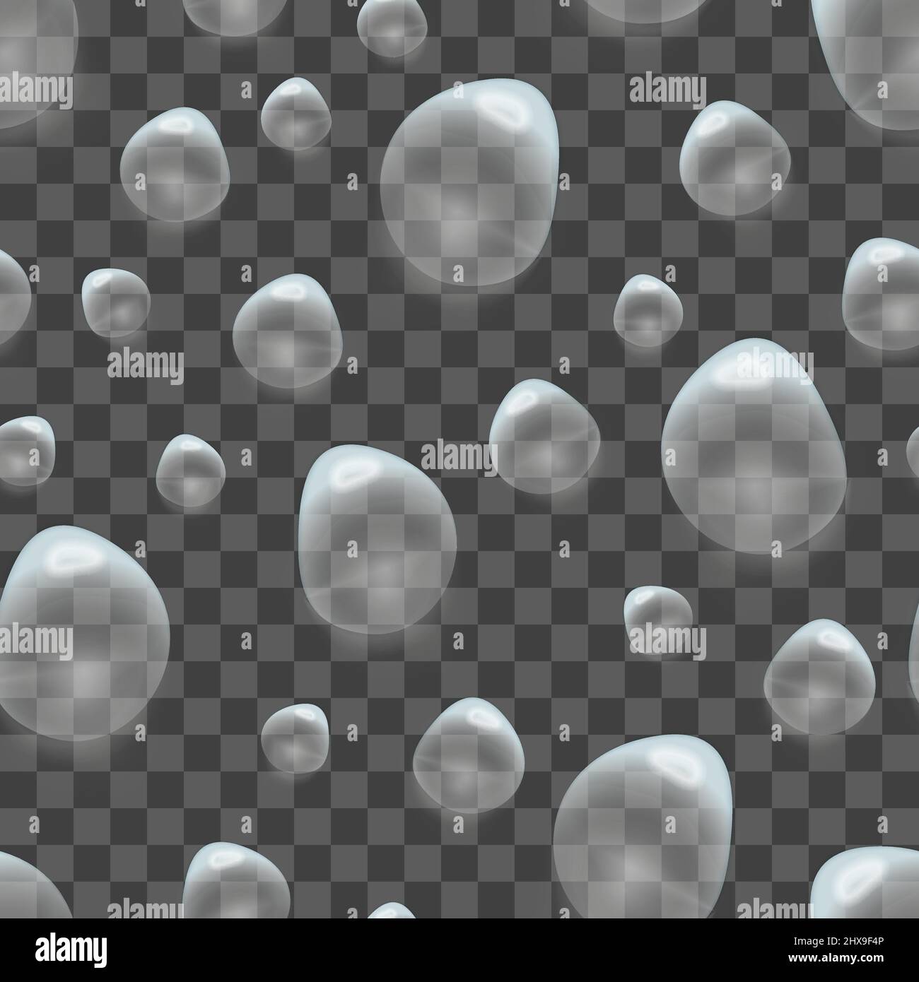 A lot of bright realistic transparent water drops, seamless pattern on ...