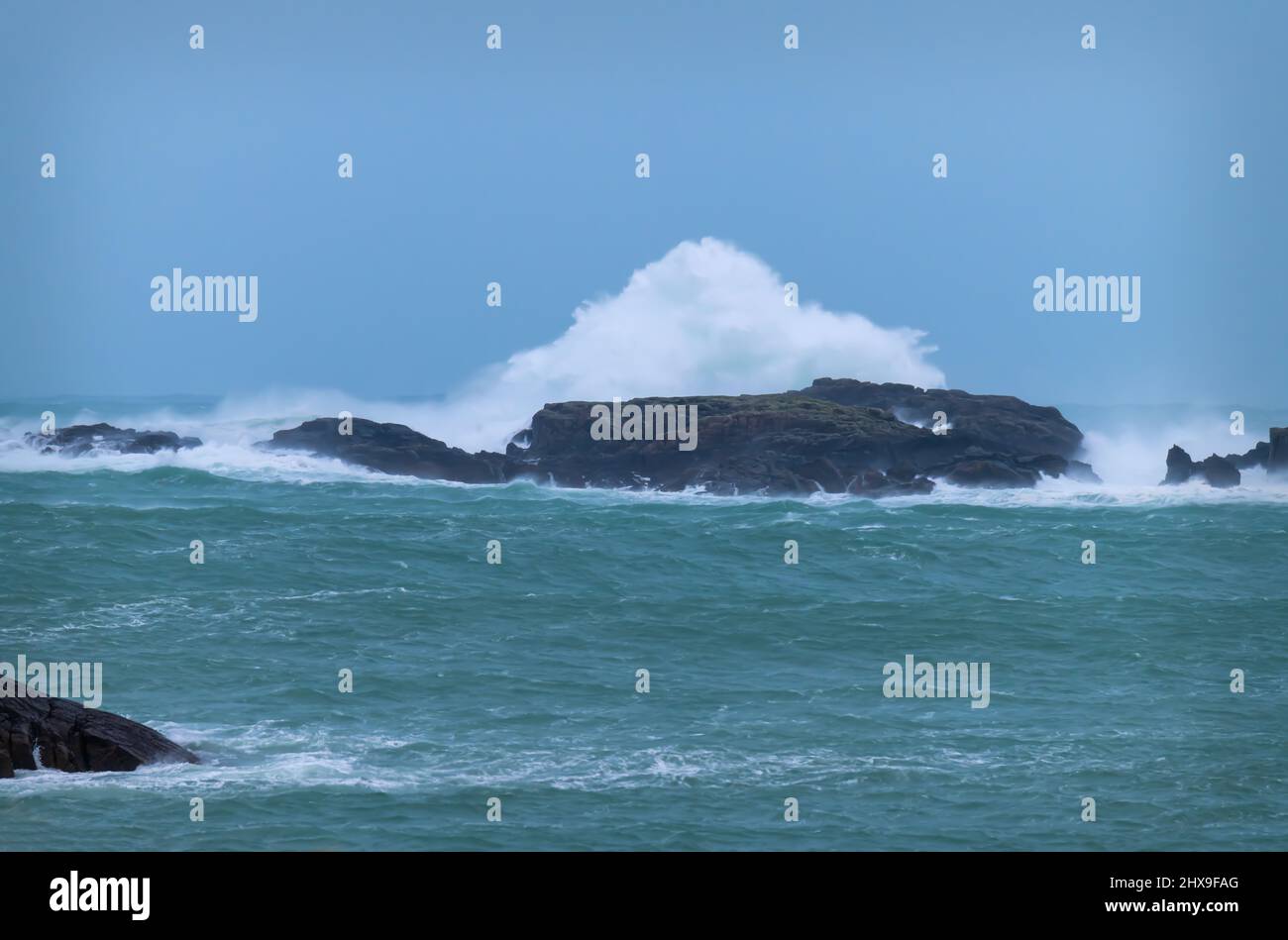 Waves crashing onto Rocks at Carnish Beach on the Isle of Lewis in the ...