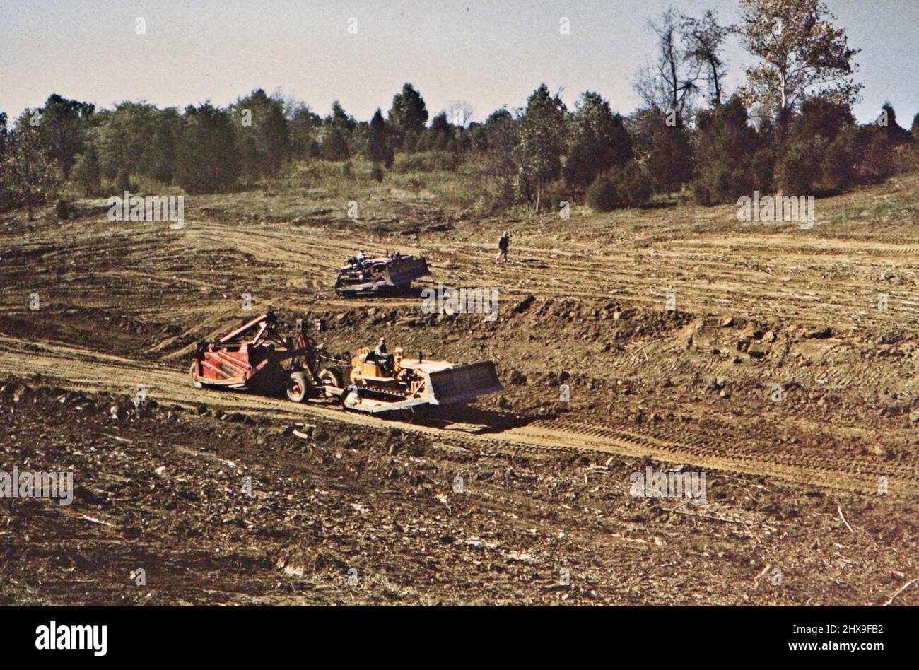 Bulldozers clearing land ca. 1958 Stock Photo - Alamy