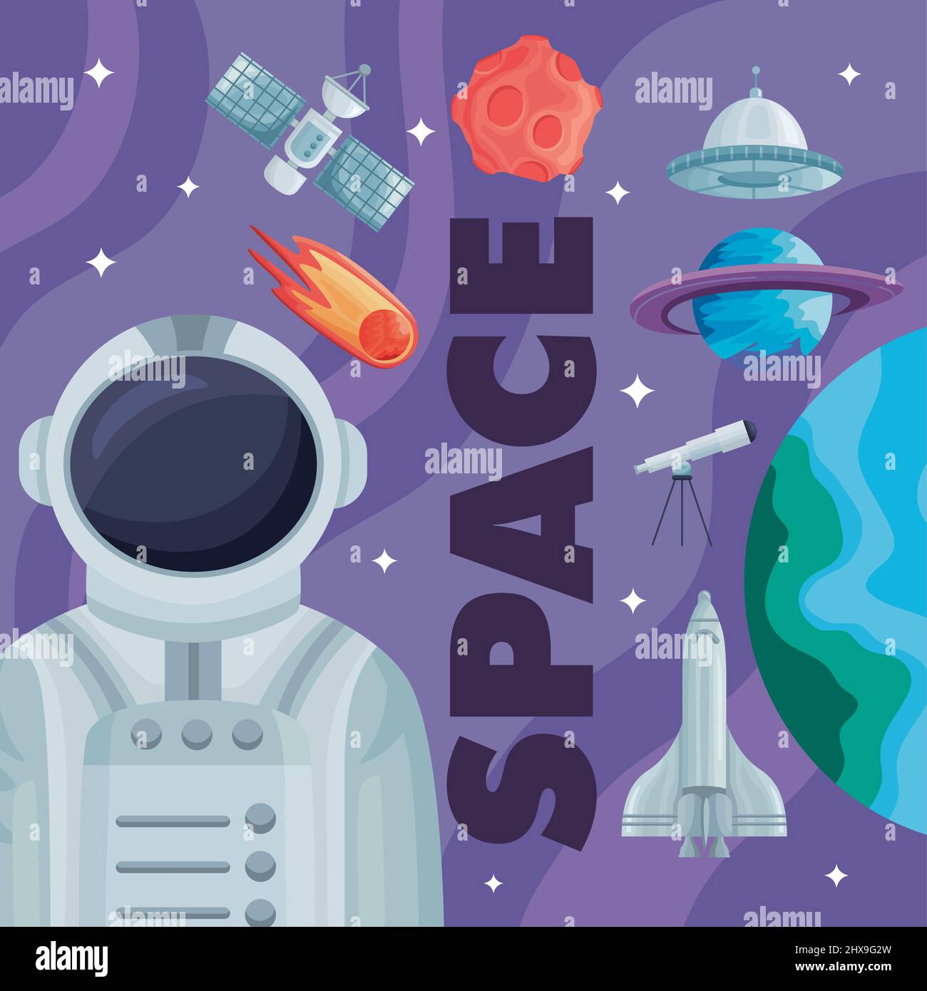 space lettering and icons poster Stock Vector Image & Art - Alamy