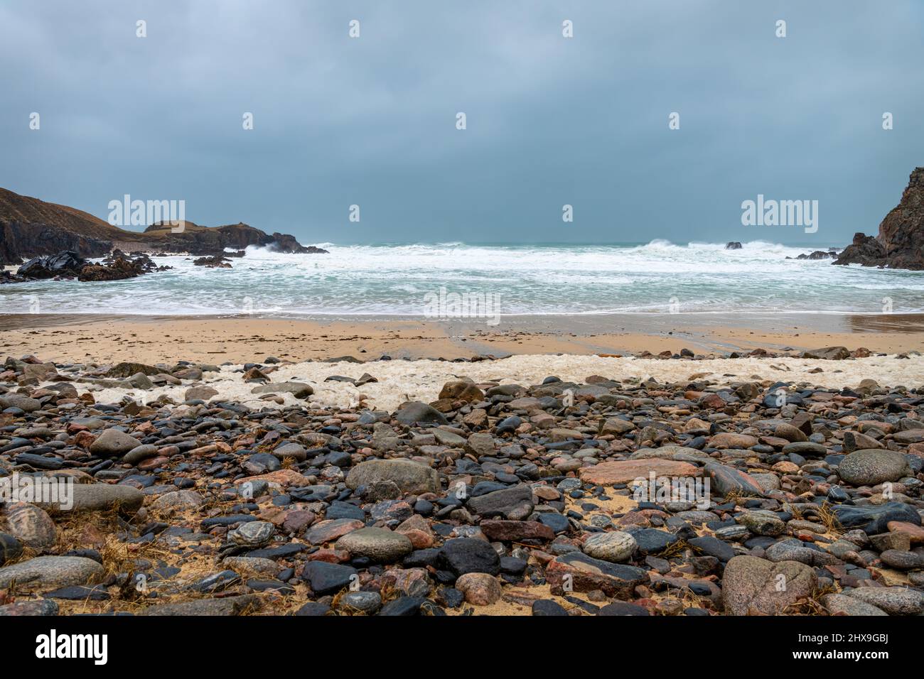 Mangersta Beach on the west coast of the Isle of Lewis in the Outer ...