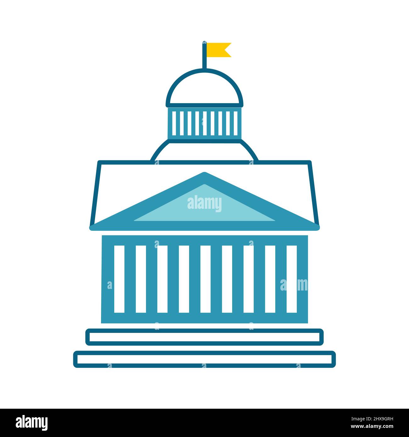 Vector illustration of cartoon blue administration building Stock ...