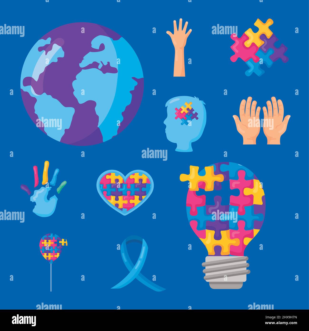 ten autism day set icons Stock Vector Image & Art - Alamy