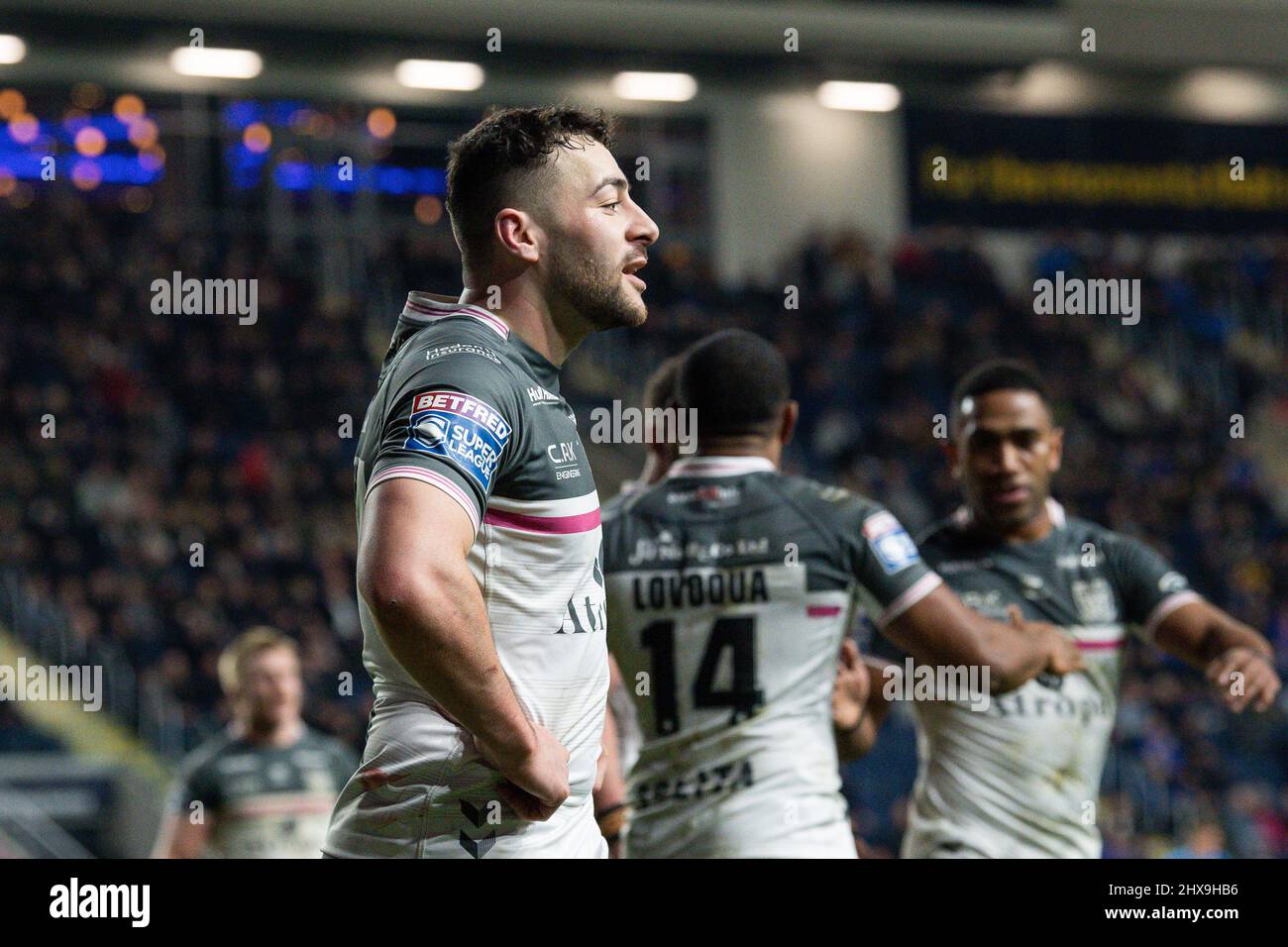 Jake Connor (1) of Hull FC celebrates his try Stock Photo - Alamy
