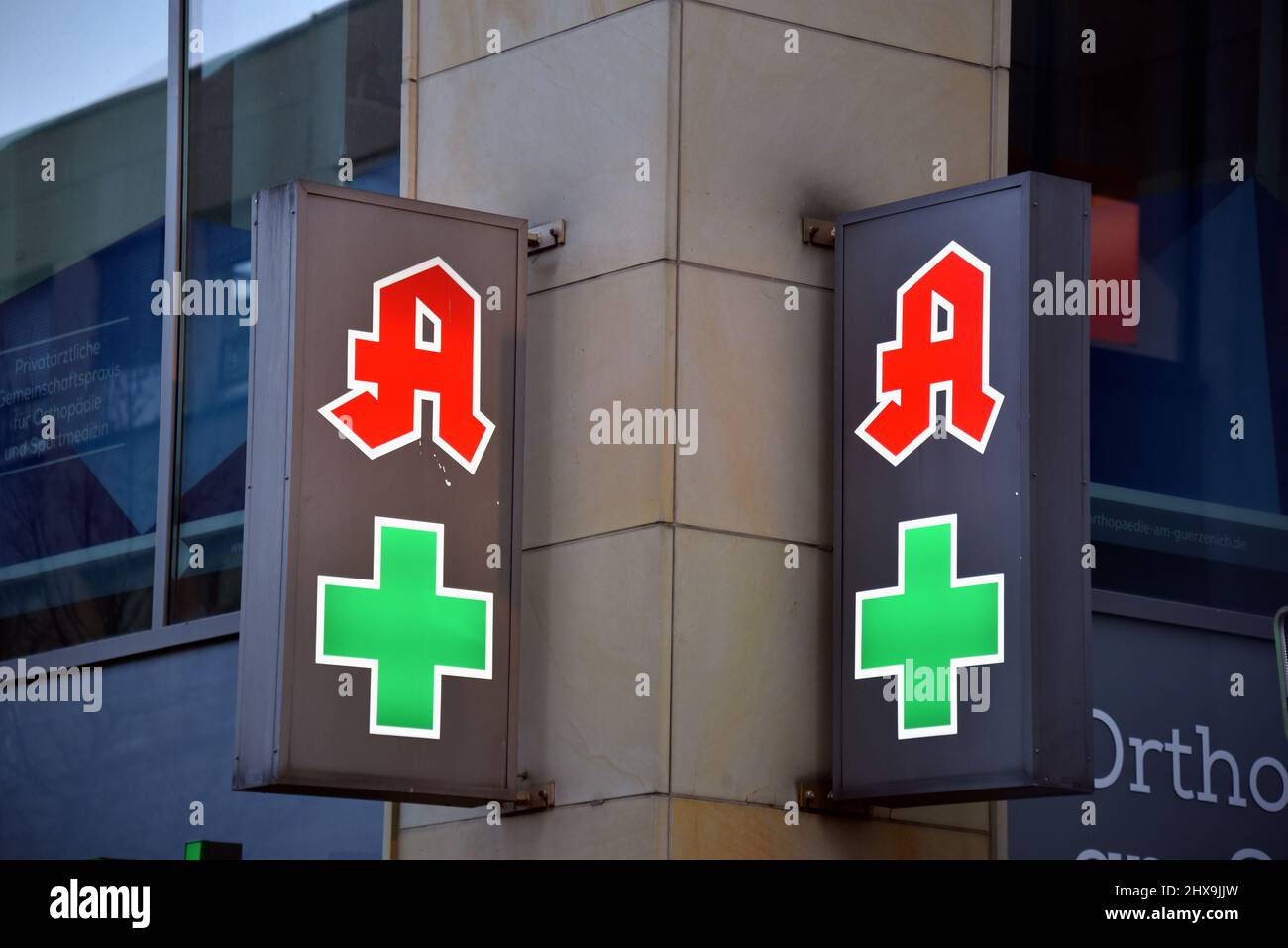 Cologne, Germany. 08th Mar, 2022. Sign for pharmacy, the logo of a ...