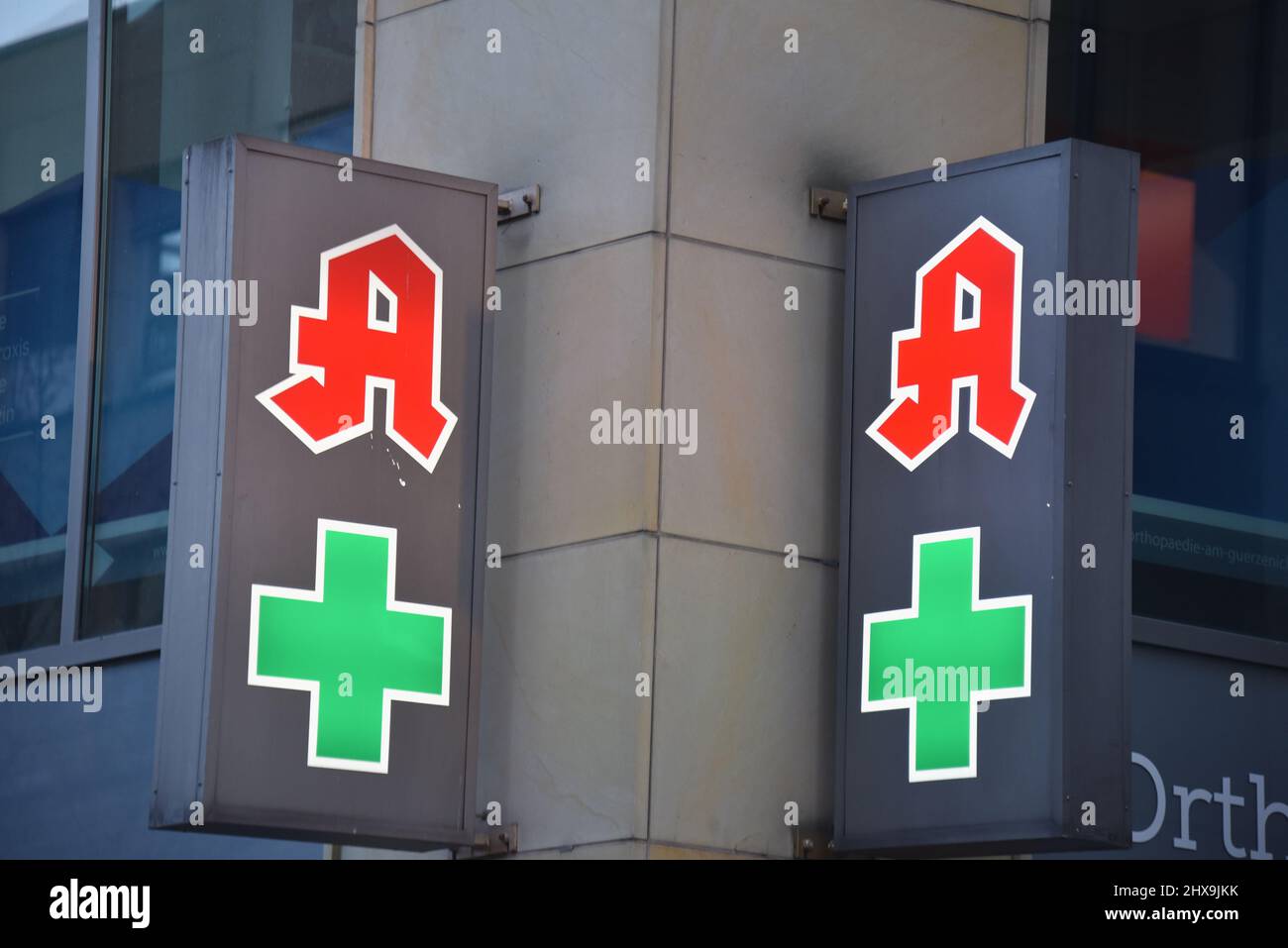 Cologne, Germany. 08th Mar, 2022. Sign for pharmacy, the logo of a ...