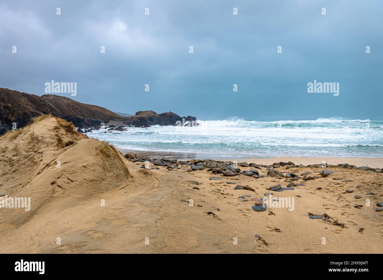 Mangersta Beach on the west coast of the Isle of Lewis in the Outer ...