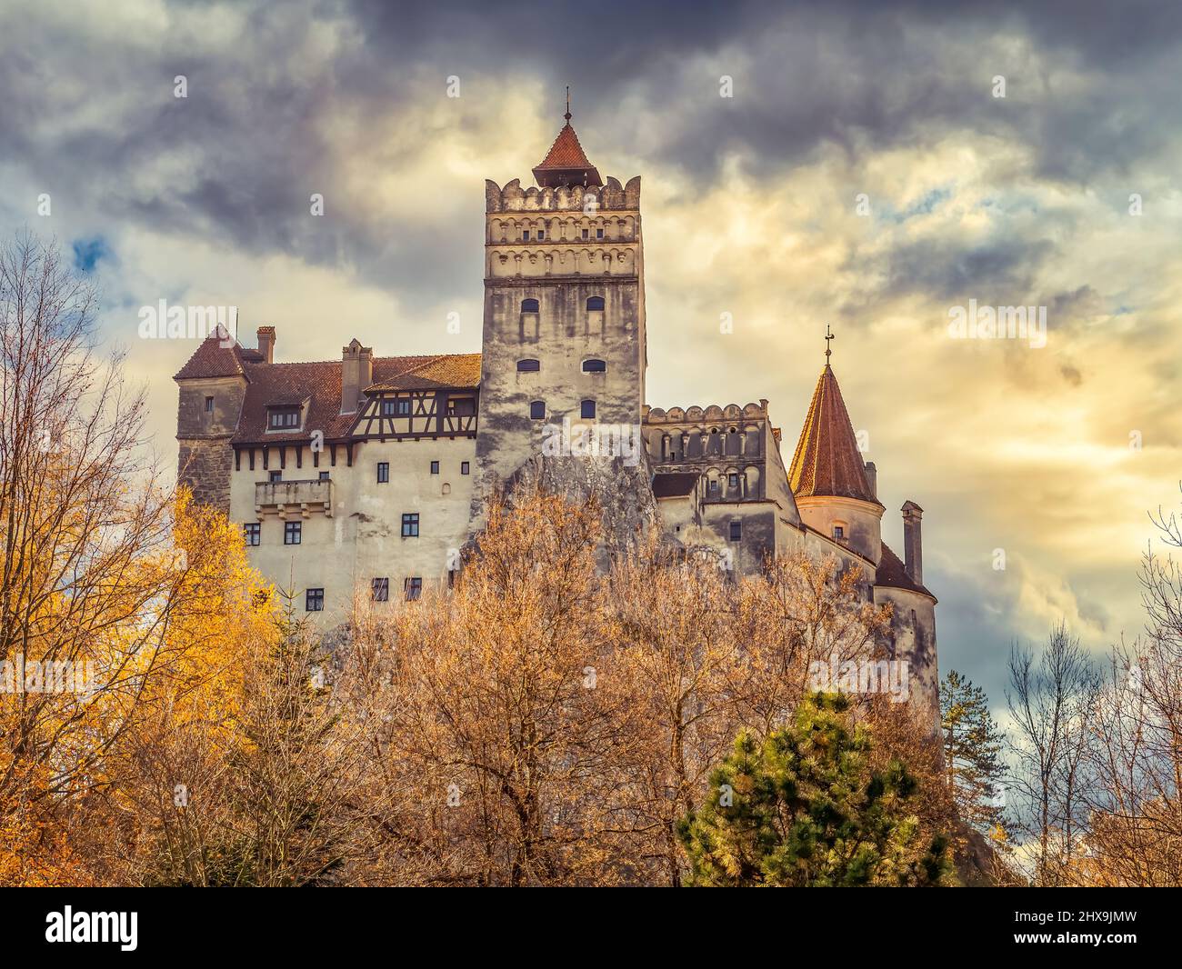 Bran, Romania - 10.30.2021: The famous medieval Bran Castle, known as ...