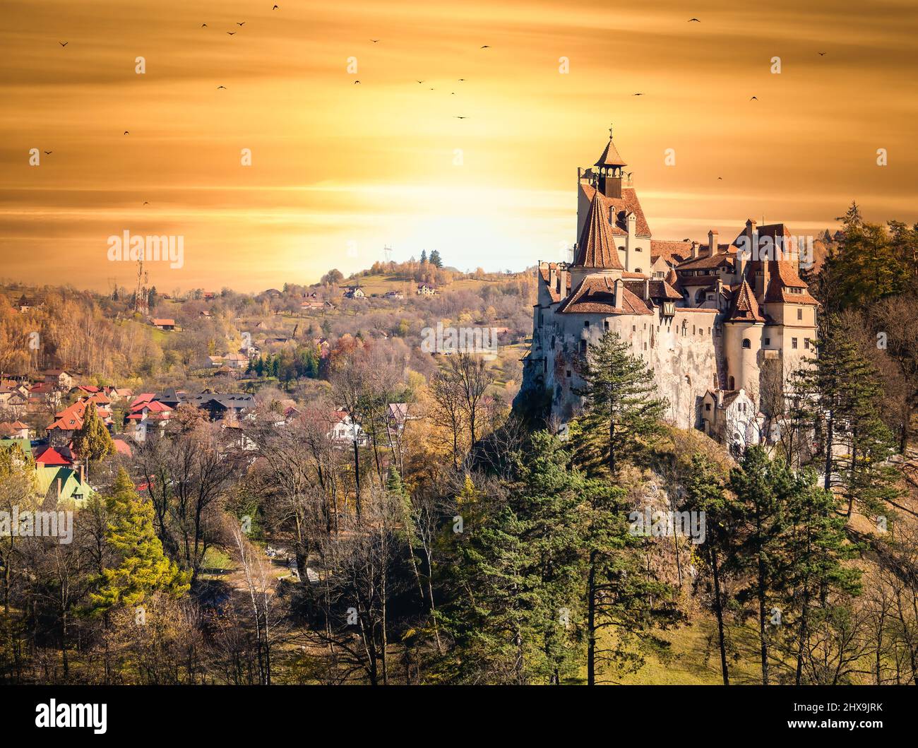 Bran, Romania - 10.30.2021: The famous medieval Bran Castle, known as ...