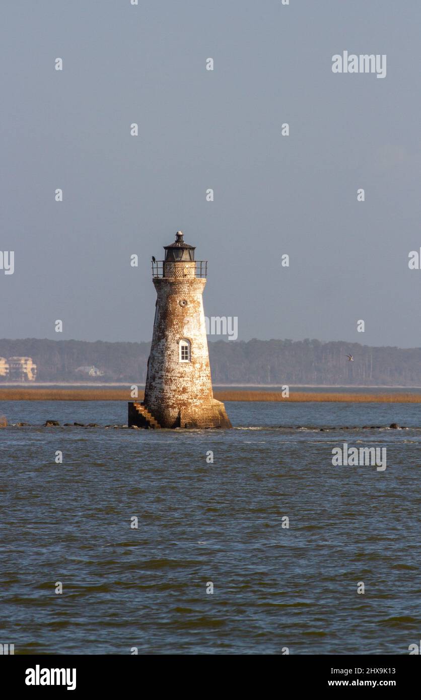 Cockspur Island Lighthouse off coast of Tybee Island, Georgia Stock ...
