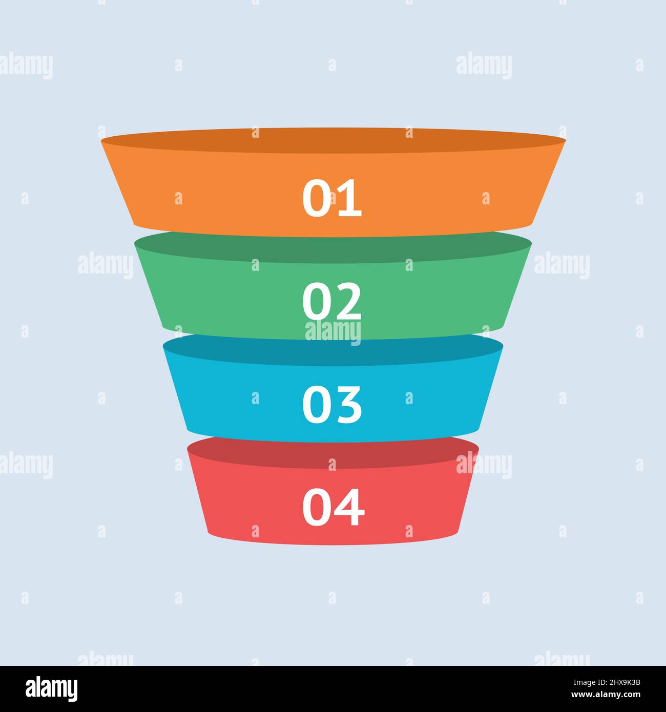 Funnel diagram four steps template vector, clipart image isolated on ...