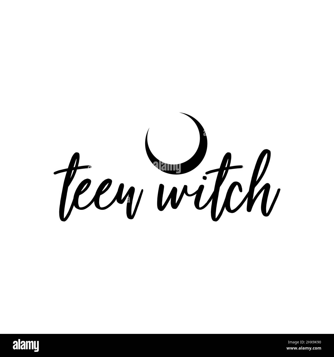 Teen Witch of black ink on a white background Stock Vector Image & Art ...