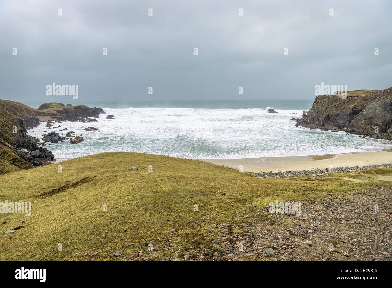 Mangersta Beach on the west coast of the Isle of Lewis in the Outer ...