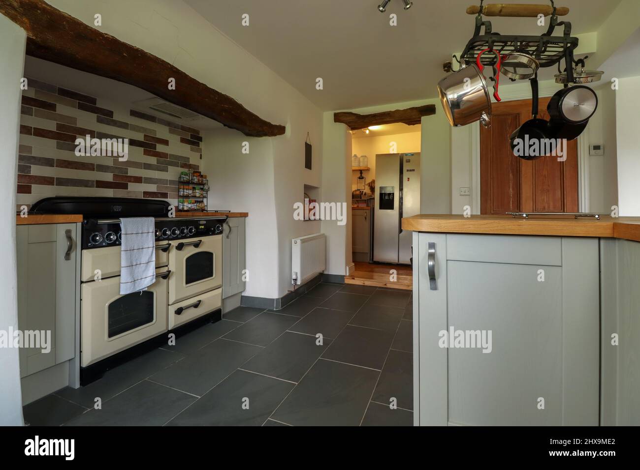 Kitchen in an extended and modernised Welsh cottage Stock Photo - Alamy