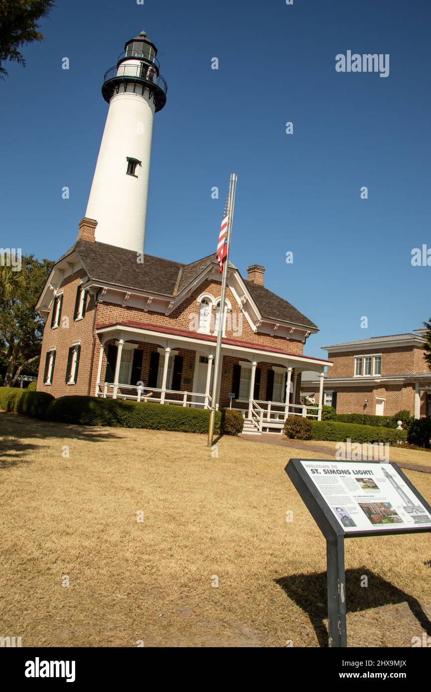St. Simon Island, Georgia - February 21, 2022 : Visitor atop St. Simons ...
