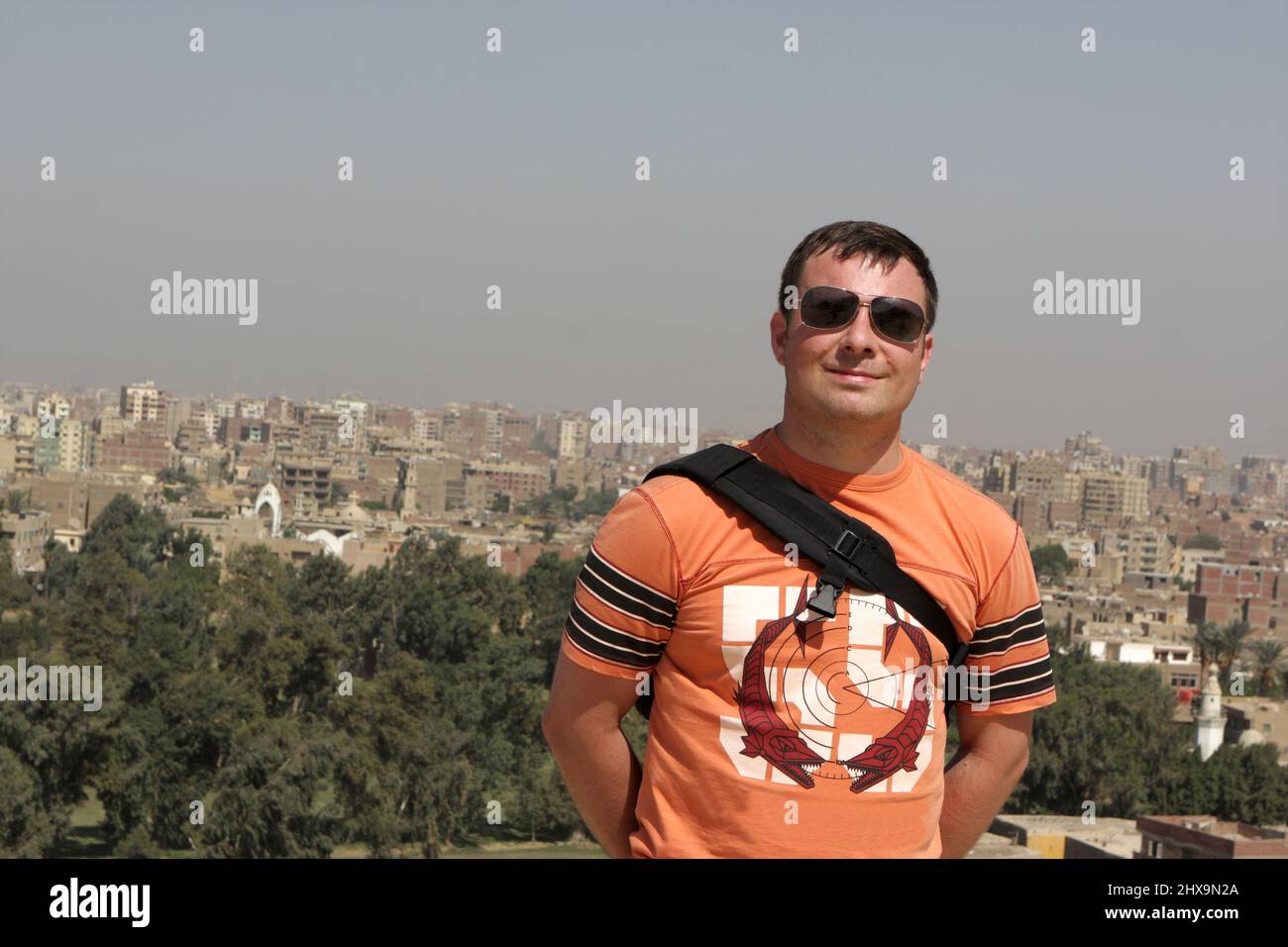 The man poses on Cairo background, Egypt Stock Photo - Alamy