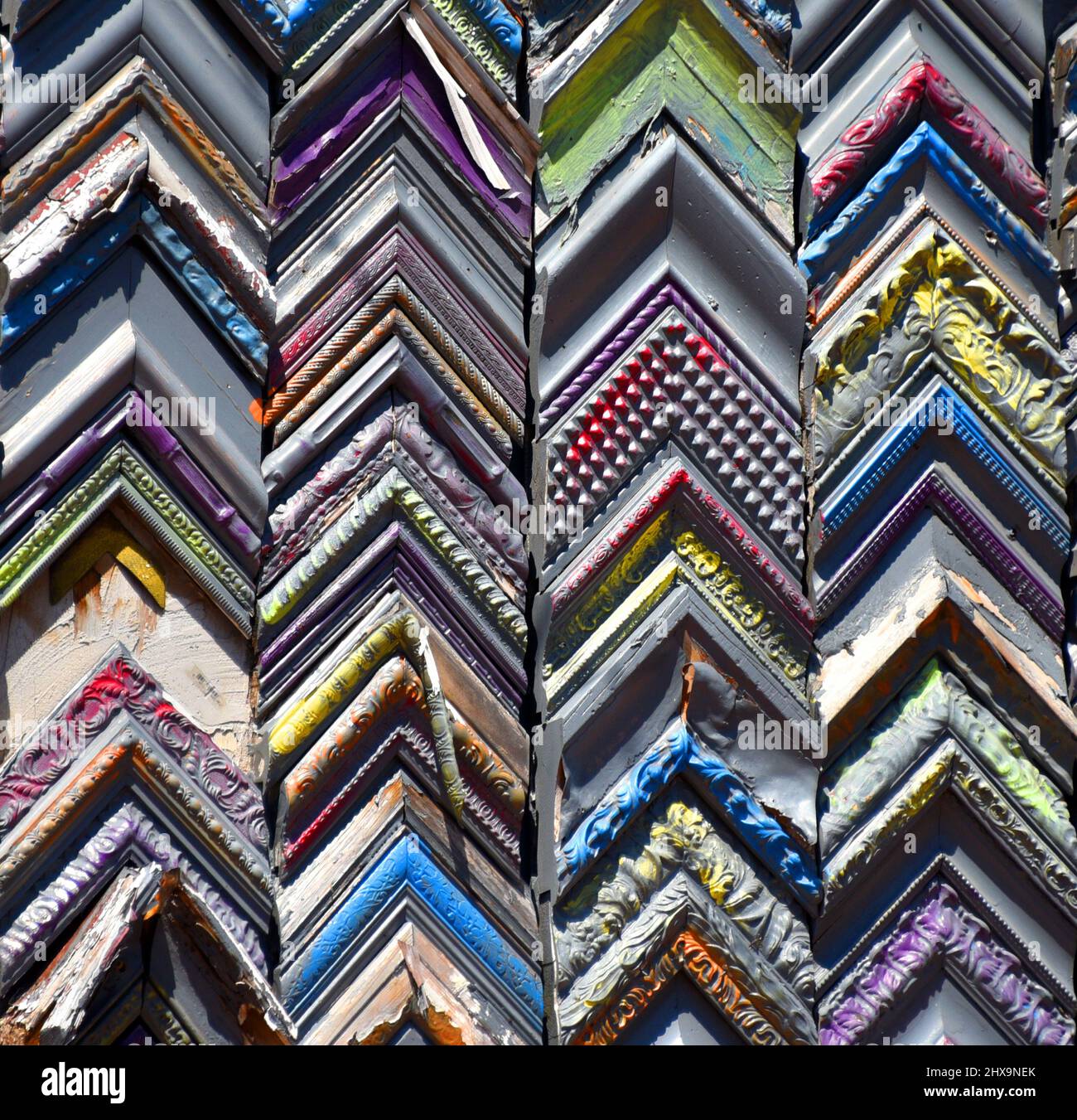 Background image of stacks of picture frames. Corners are in rows Stock ...