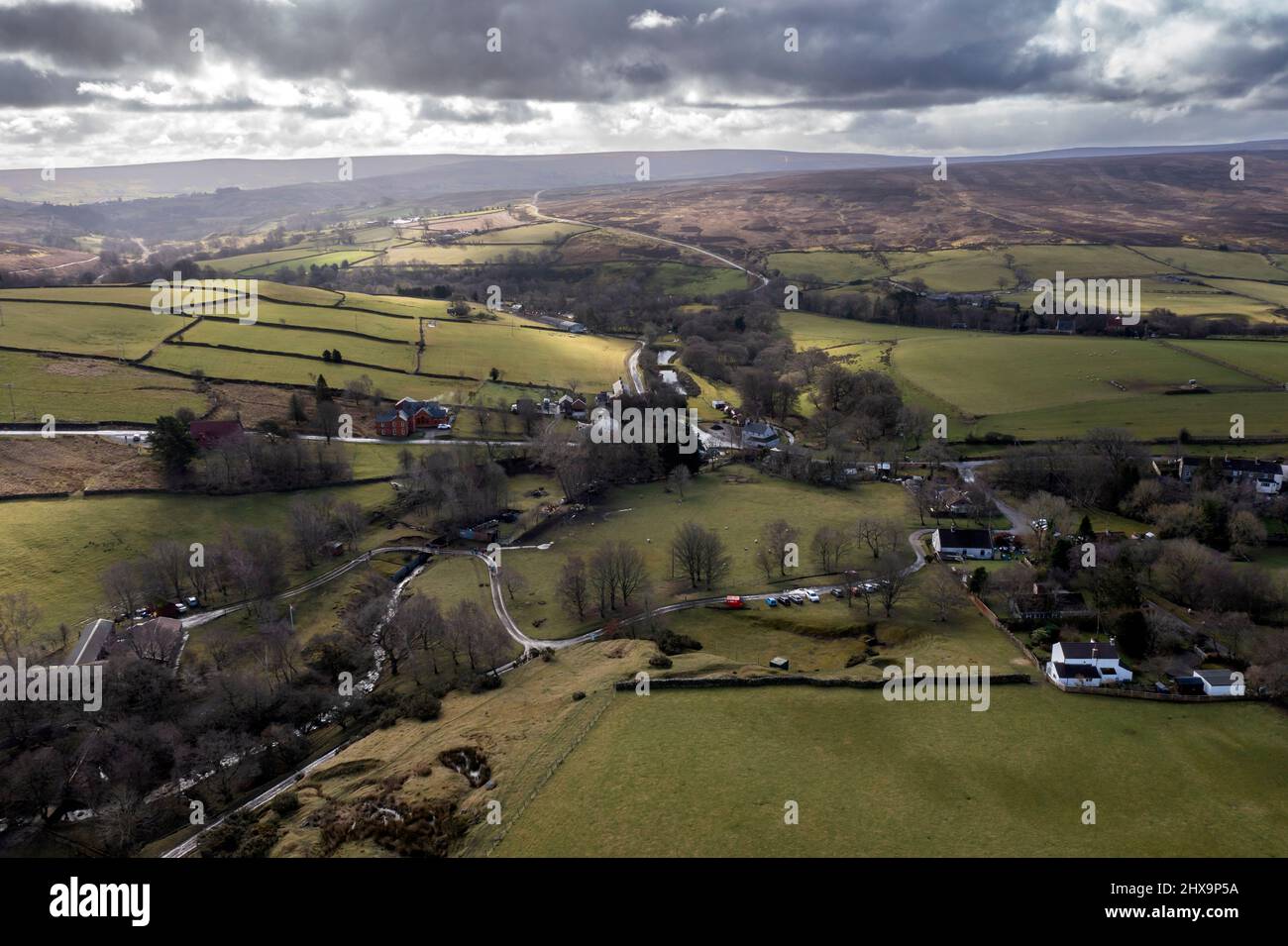 Commondale Village, North York Moors from the Air, North Yorkshire ...