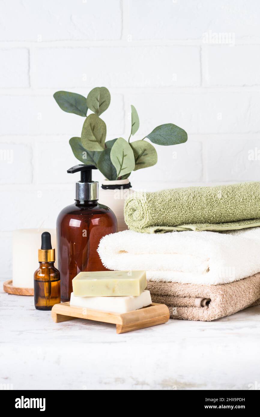Spa background in white spa salon or bathroom Stock Photo - Alamy