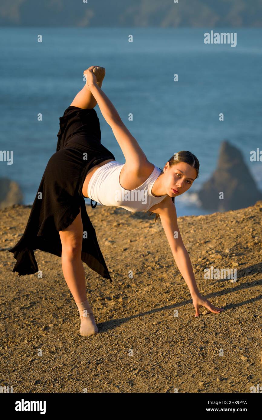 Authentic Multiracial Female Dancer on Cliff Overlooking San Francisco ...