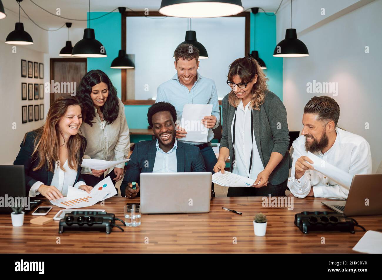 Diverse group colleagues collaborate hi-res stock photography and ...