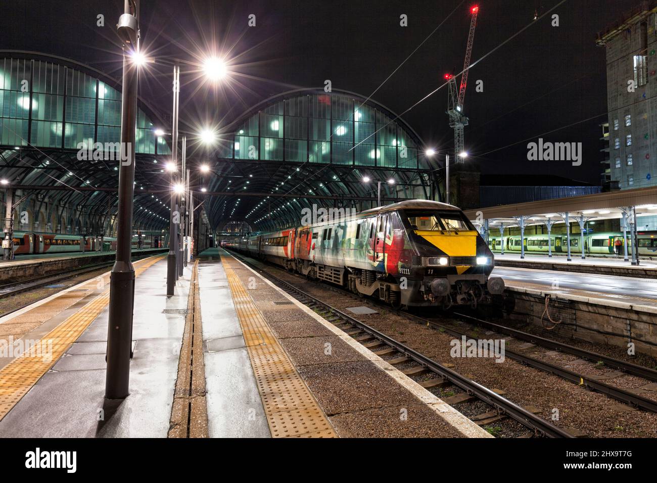 London Kings Cross railway station. LNER class 91 electric locomotive ...
