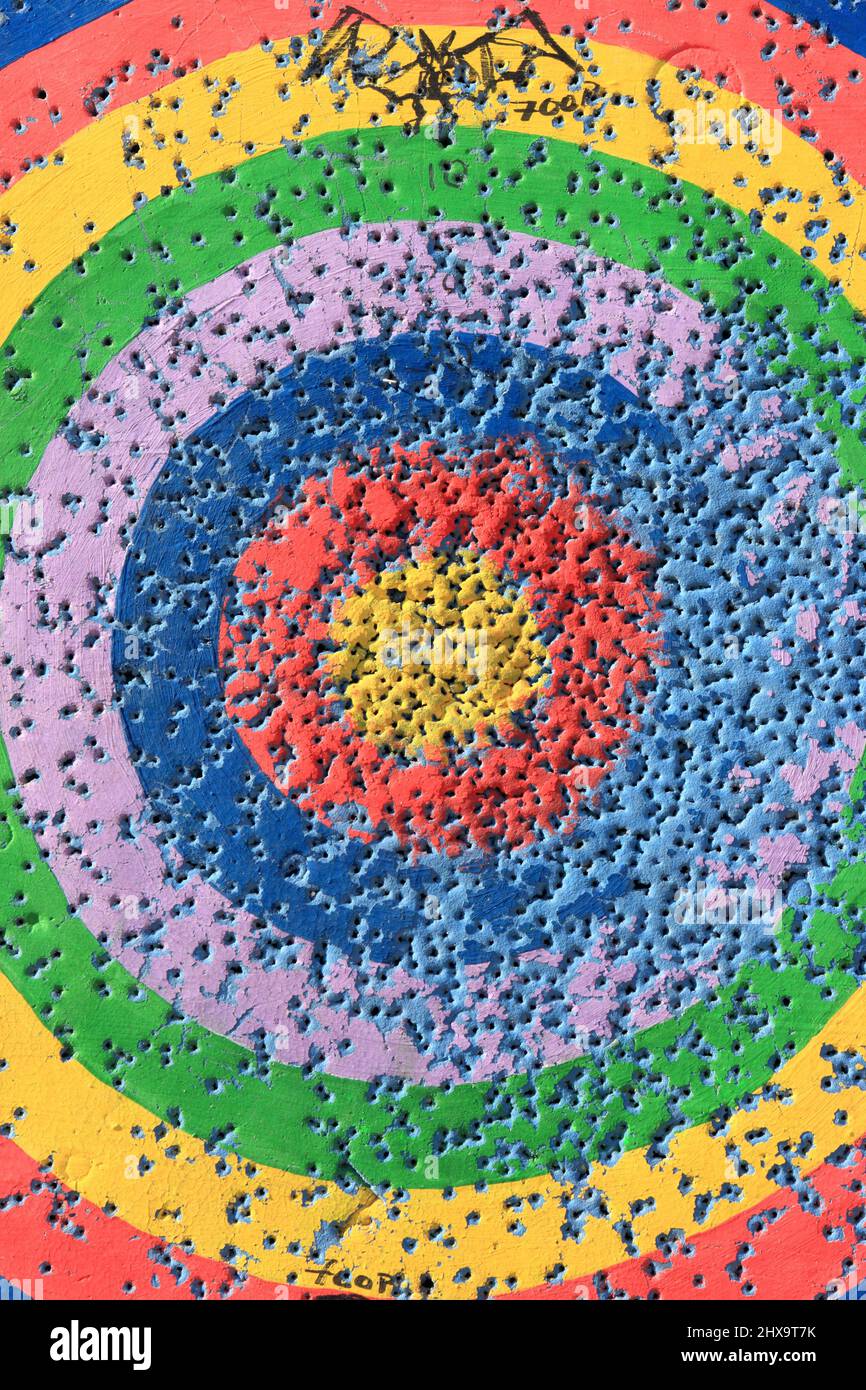 The bright target after shooting, close up Stock Photo - Alamy