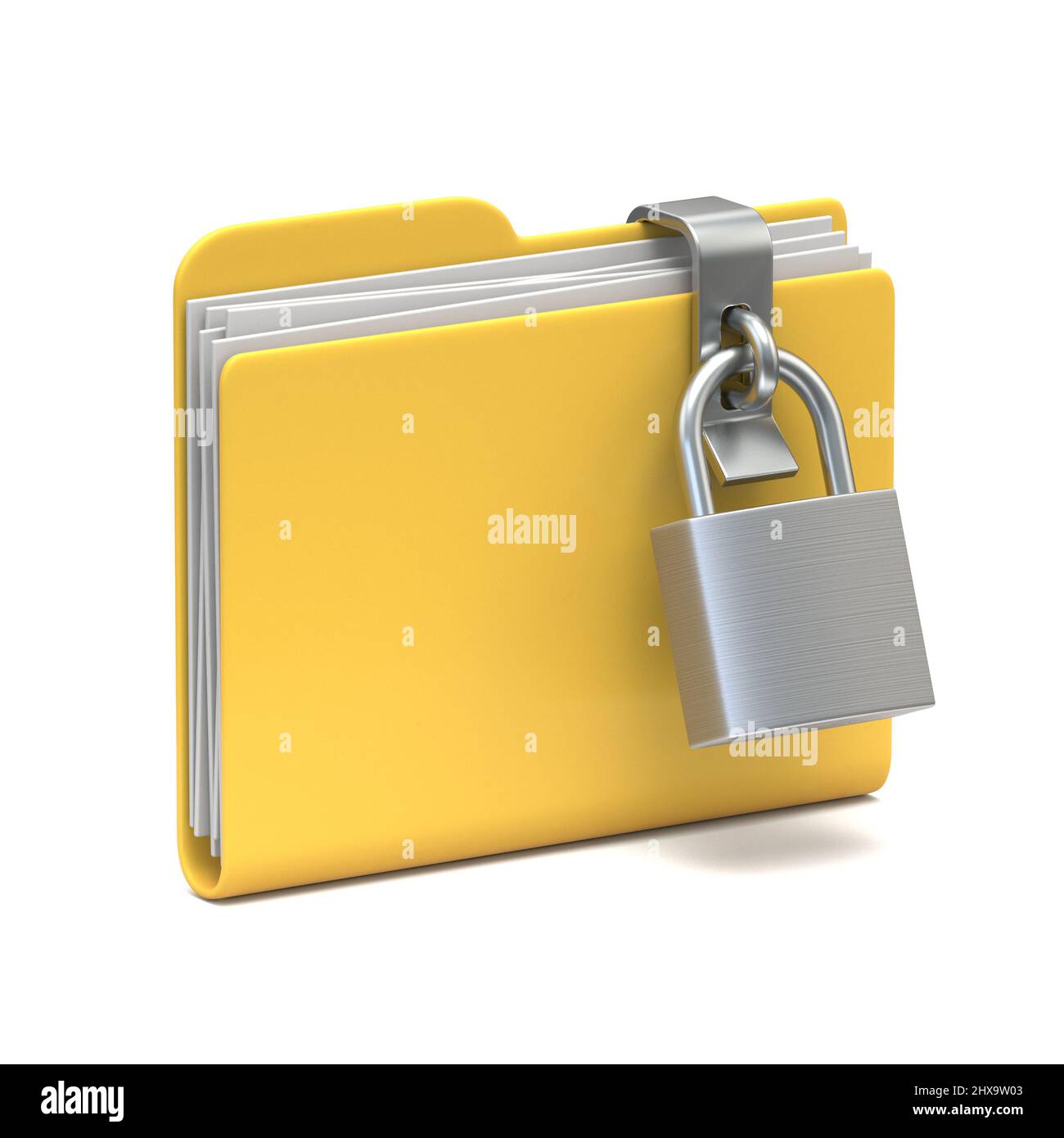 Yellow folder icon Password protection concept 3D rendering ...