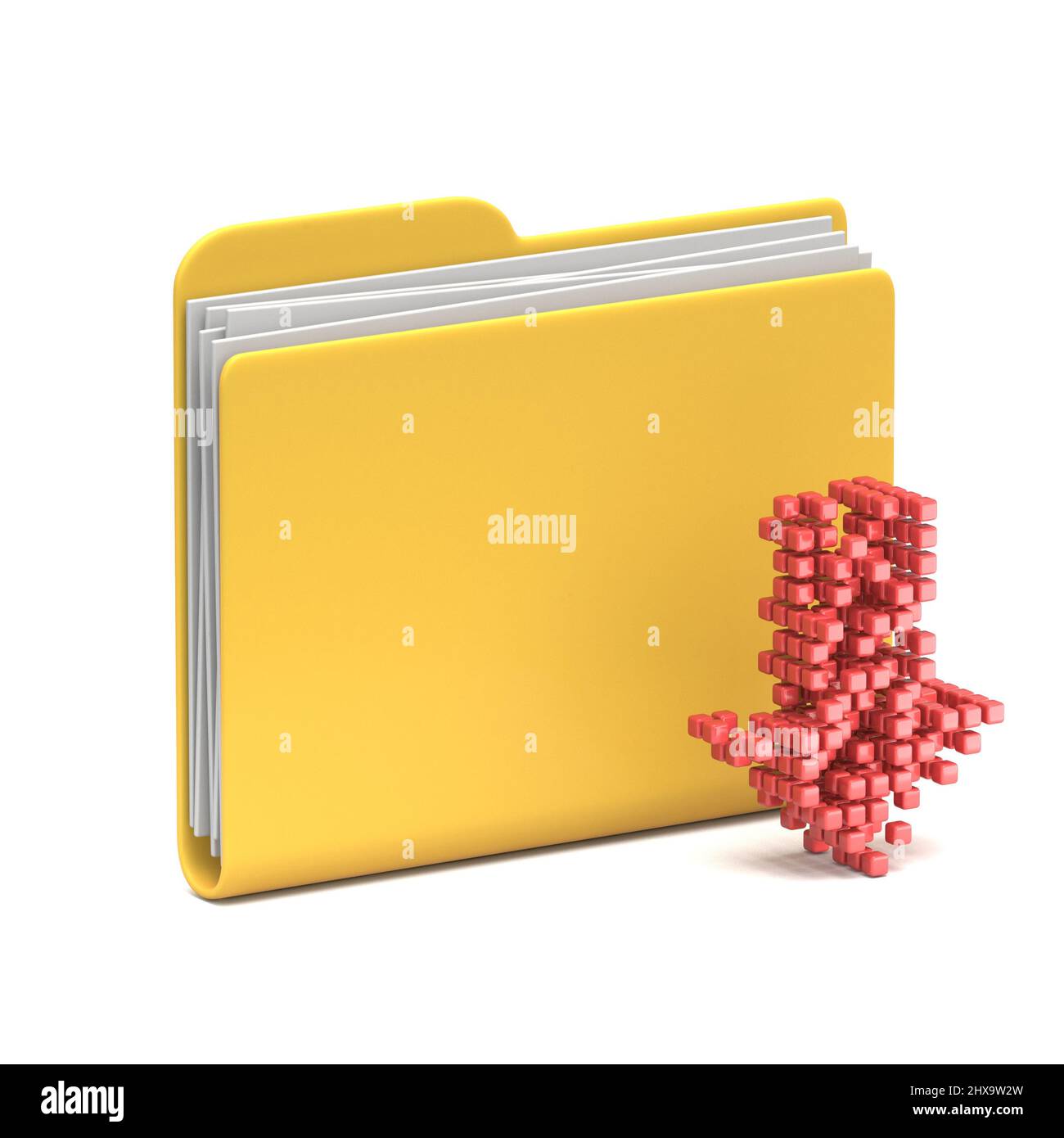 Yellow folder icon Download arrow 3D rendering illustration isolated on ...