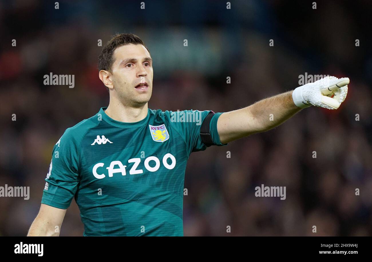 Aston Villa goalkeeper Emiliano Martinez during the Premier League ...