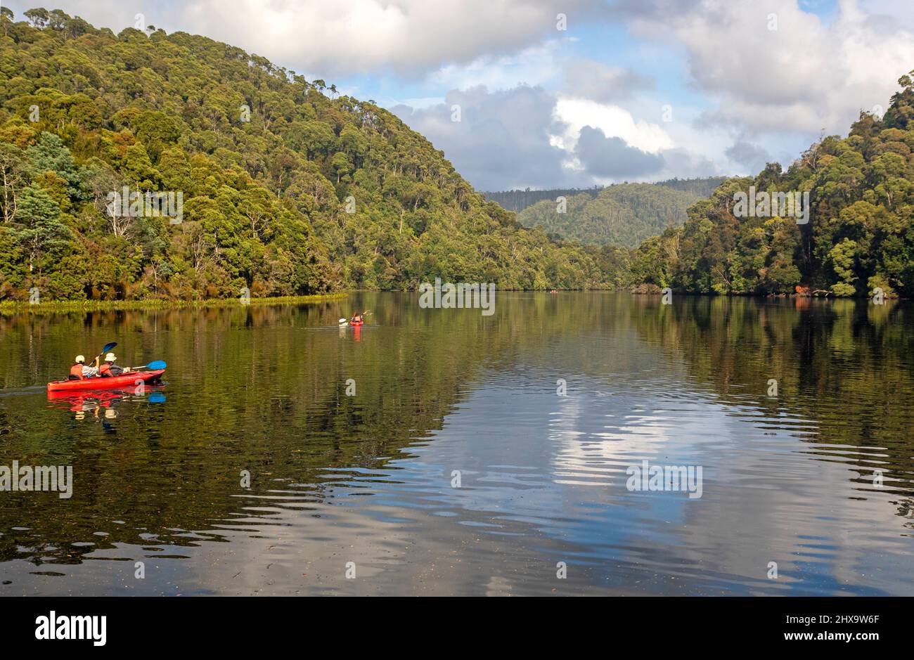 Kayaks on the Pieman River Stock Photo - Alamy