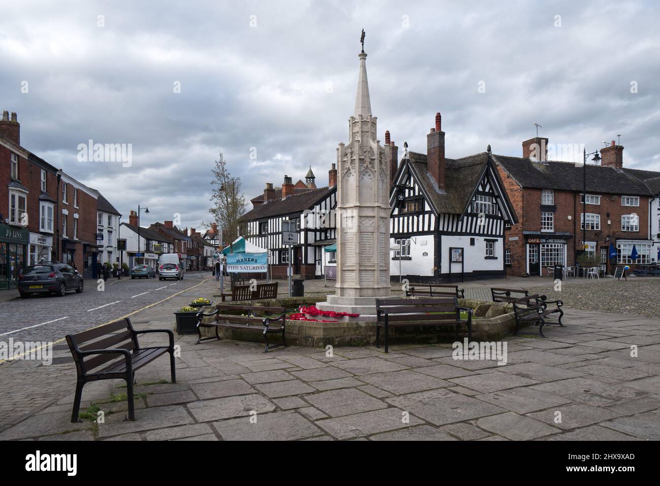 Sandbach in Cheshire with ancient saxon stone crosses Stock Photo - Alamy