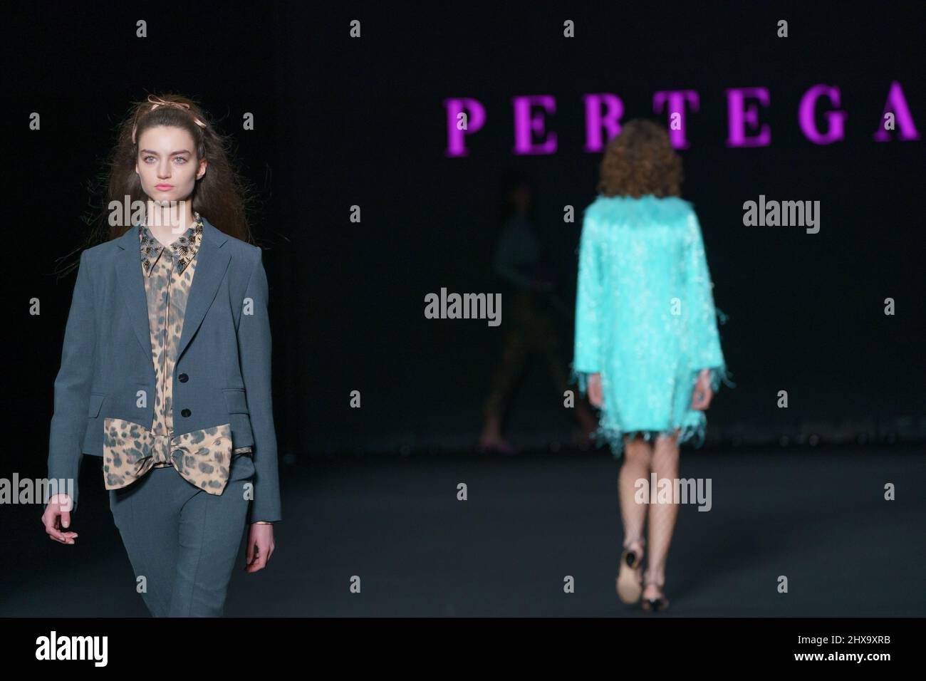 Madrid, Spain. 10th Mar, 2022. Models walk the runway at the Pertegaz ...
