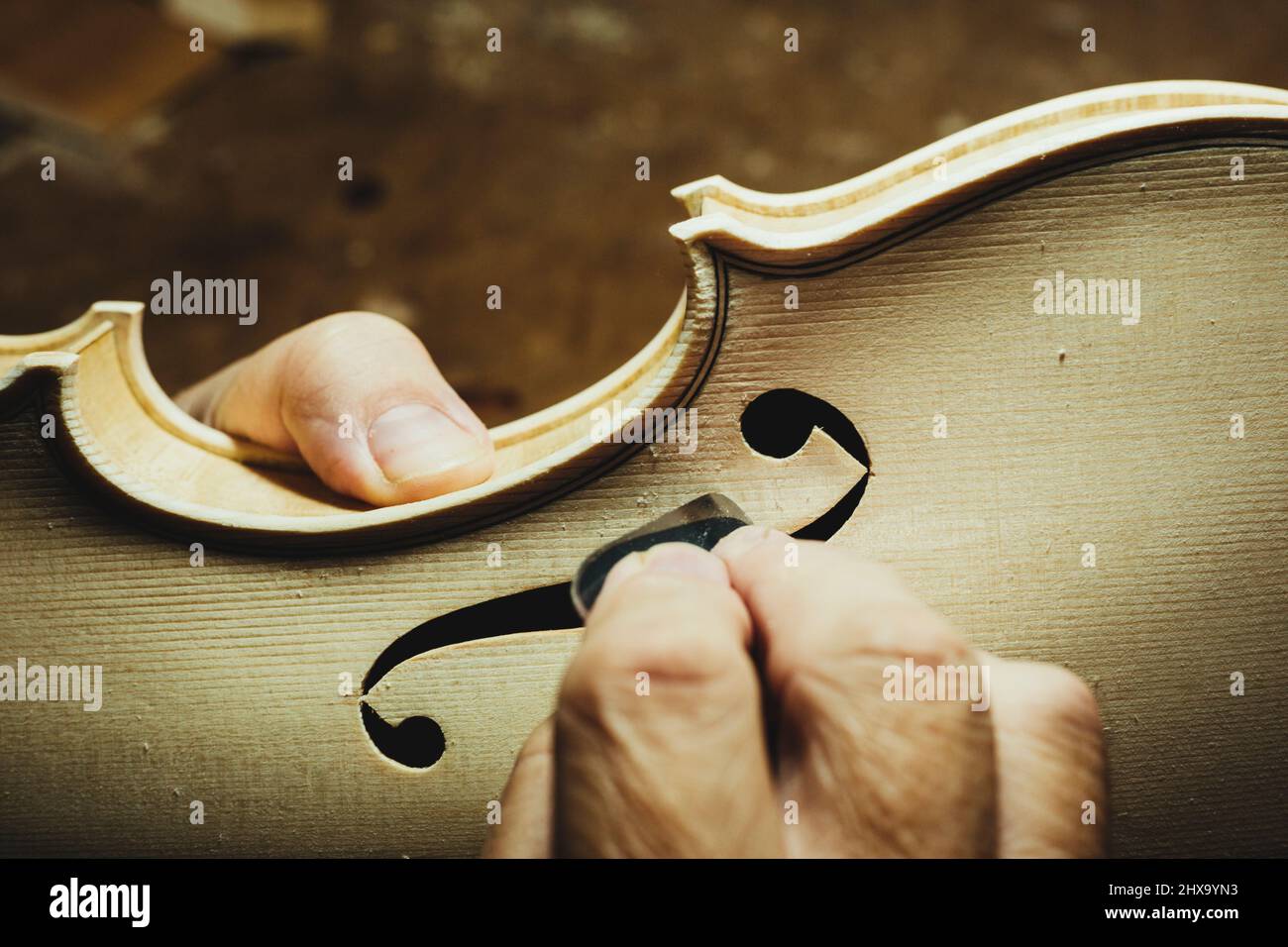 Violin maker luthier in his workshop in A Coruna,Spain Stock Photo - Alamy