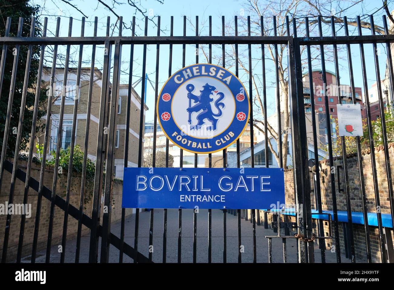 London, UK, 10th Mar, 2022. A view of the Bovril Gate at Chelsea ...
