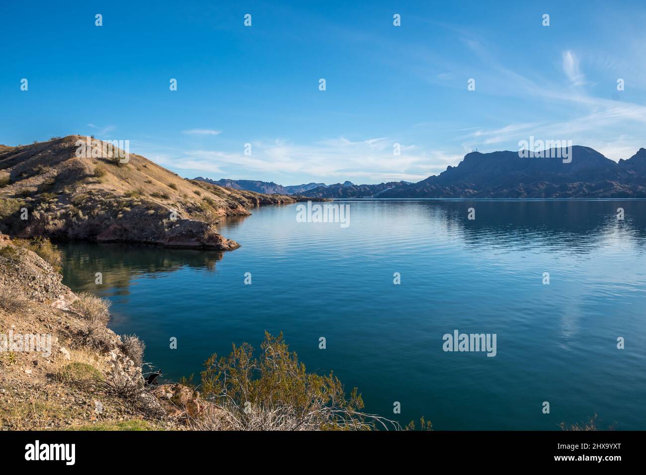 A breathtaking view of the lake in Cattail Cove SP, Arizona Stock Photo ...