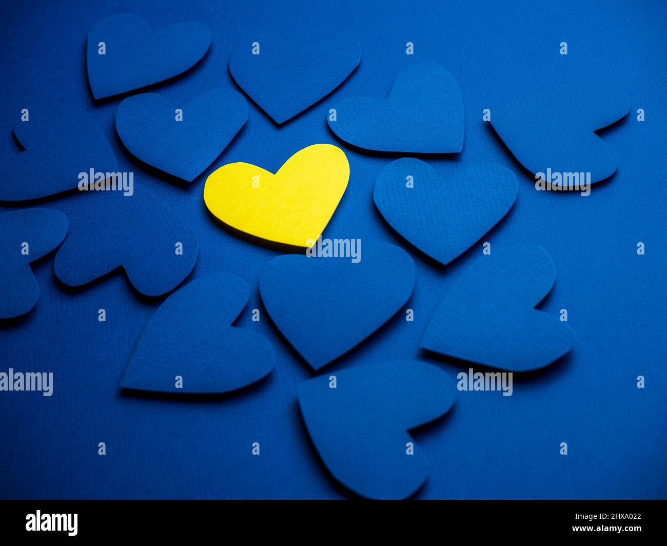 Heart shapes in the colours of Ukraine flag Stock Photo - Alamy