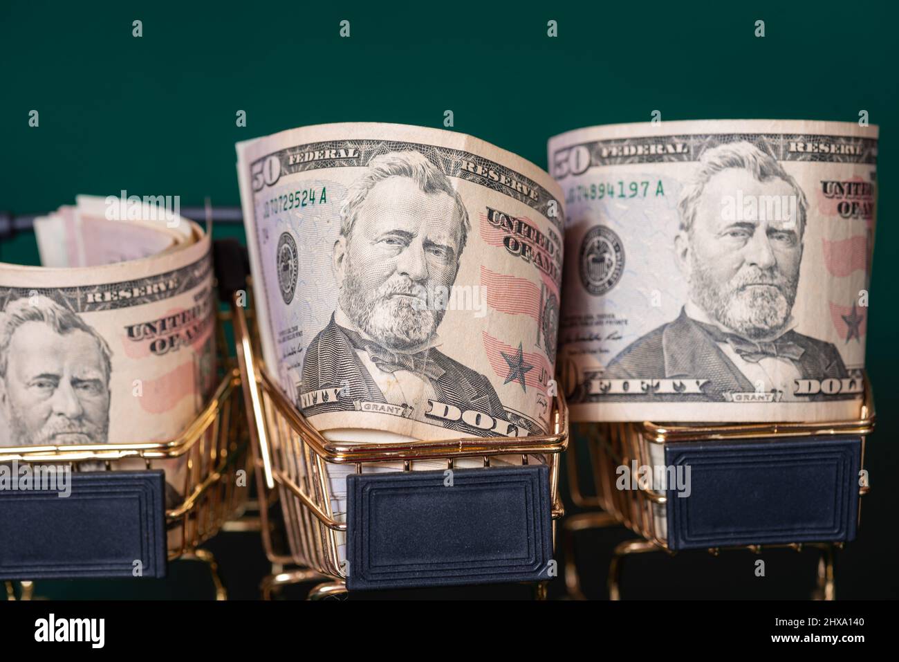 Dollars on a green background. Banking and finance concept Stock Photo ...