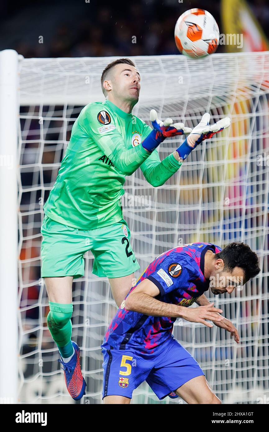 Barcelona, Spain. 10th Mar, 2022. Iñaki Peña in action during the Uefa ...