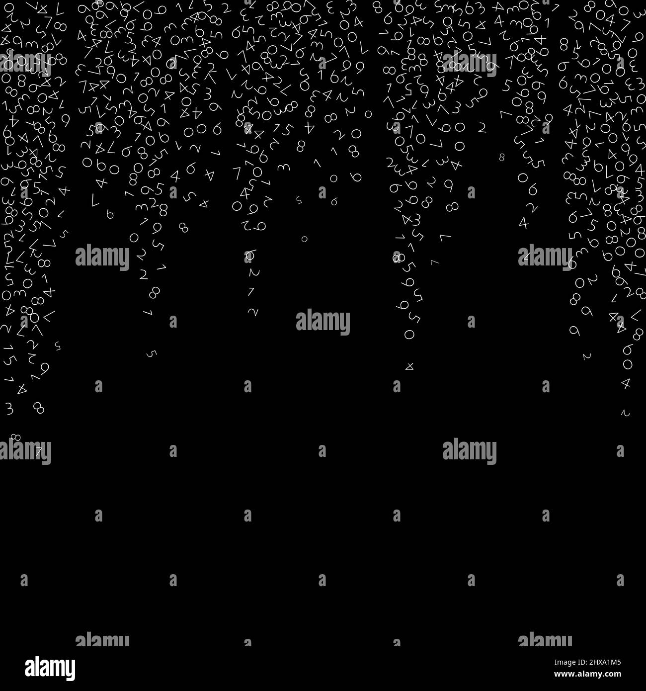 Falling numbers, big data concept. Binary white disorderly flying ...