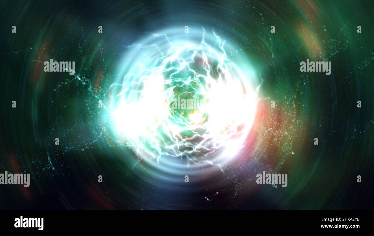 Abstract illustration of the wormhole, space gate, portal in the universe. Cyber Futuristic ...