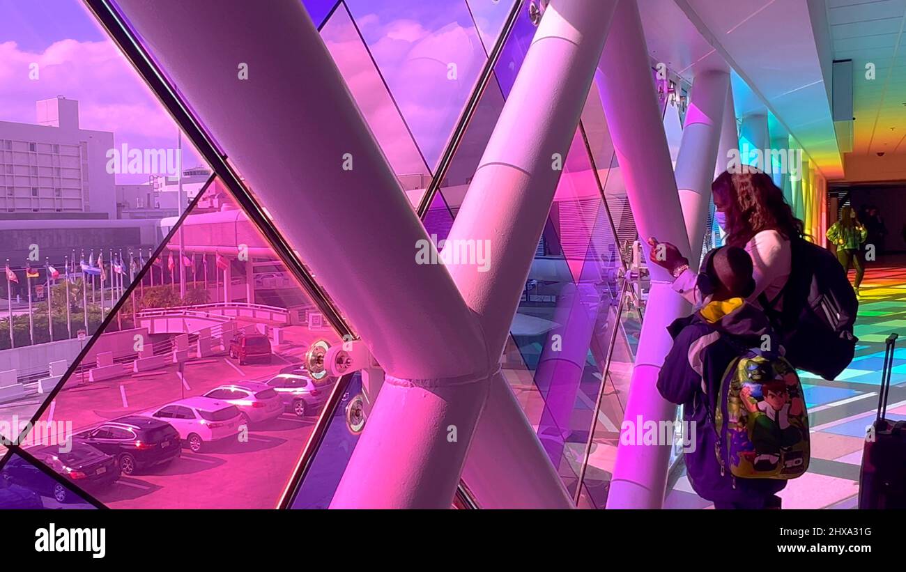 The famous colorful windows of Miami Airport - MIAMI, UNITED STATES ...