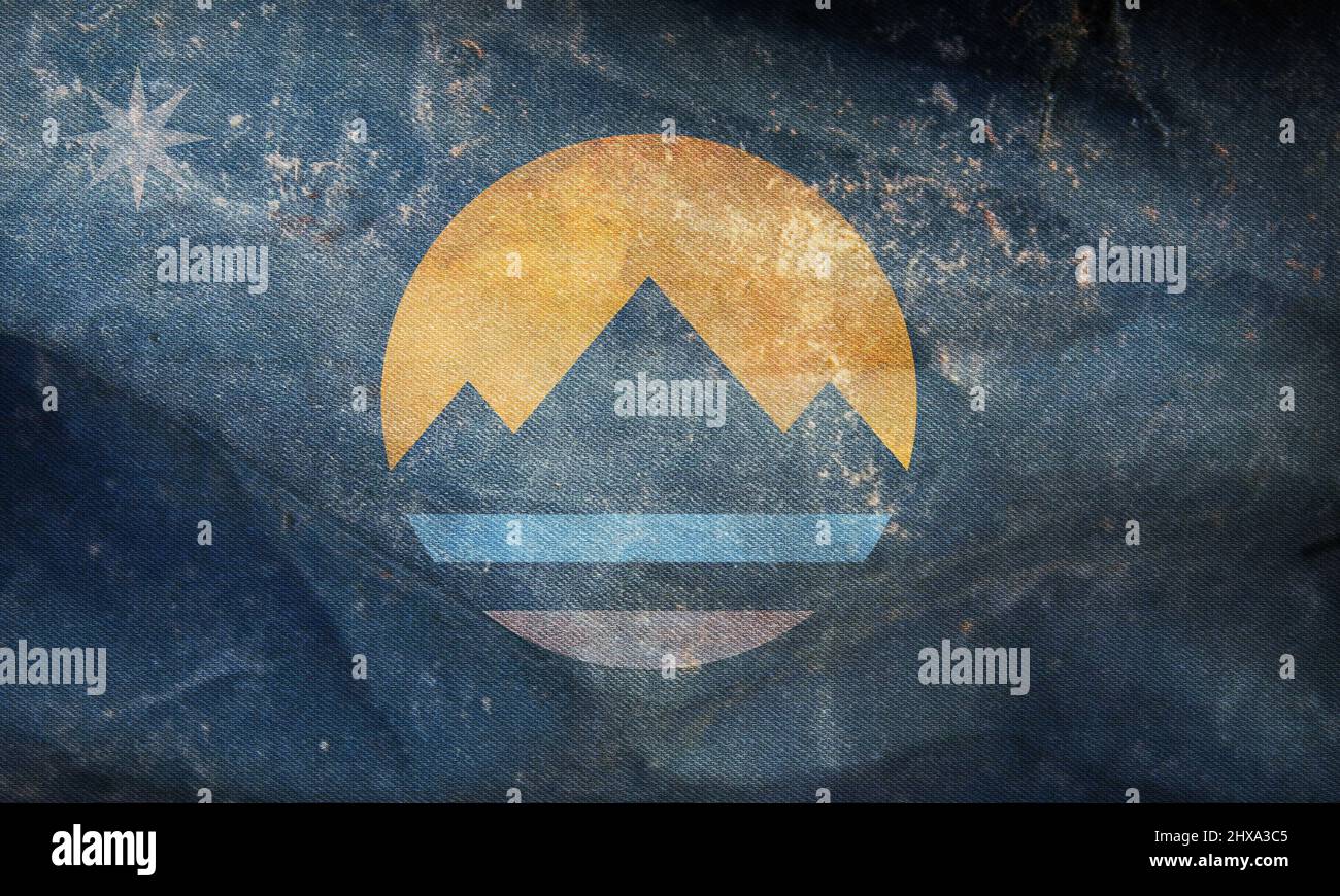 Top view of retro flag of Reno, Nevada, untied states of America with ...