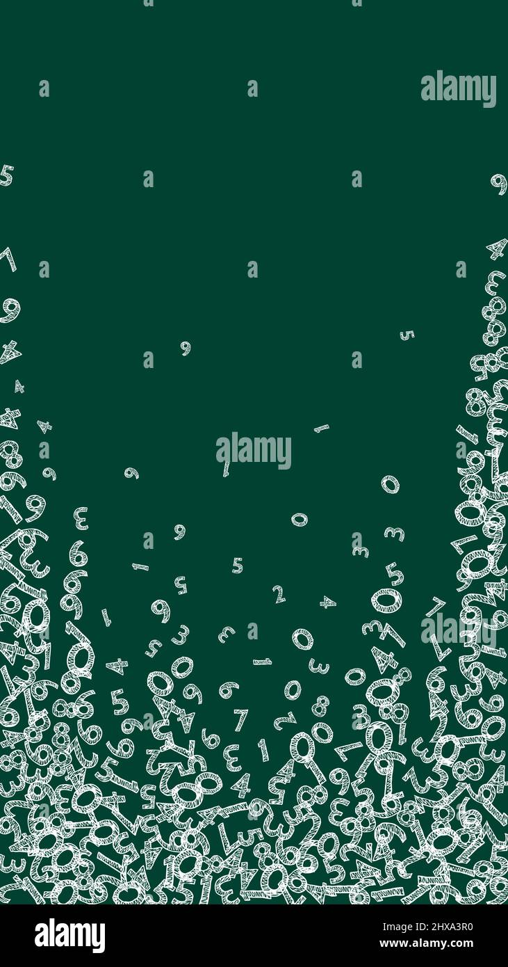 Falling sketch chalk numbers. Math study concept with flying digits ...