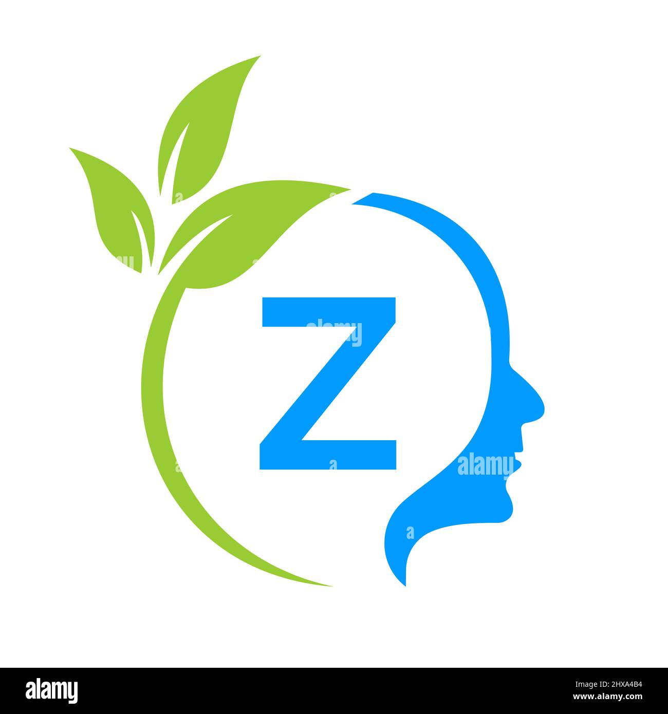 Tree Brain On Z Letter Logo Design. Leaf Head Sign Template Healthcare ...
