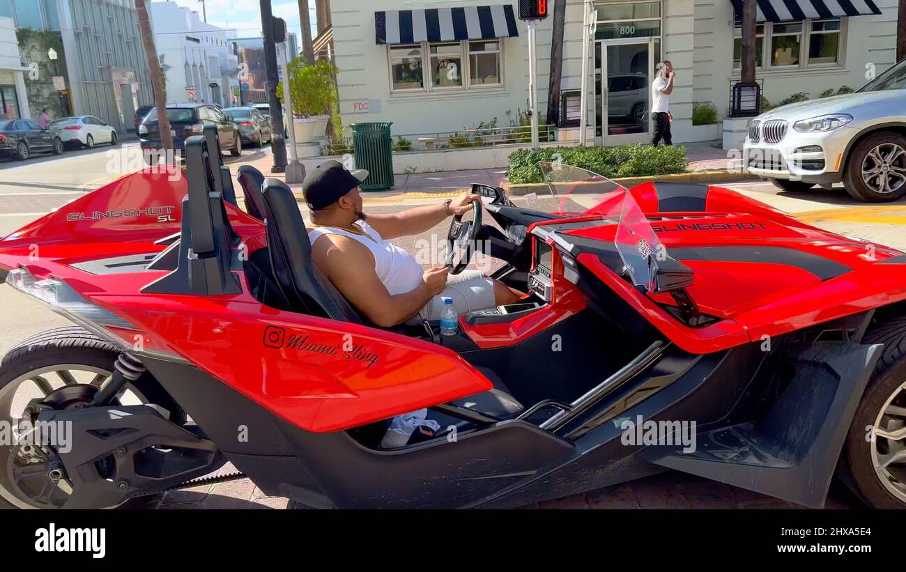 Fun car driving through Miami Beach on a sunny day - MIAMI, UNITED ...