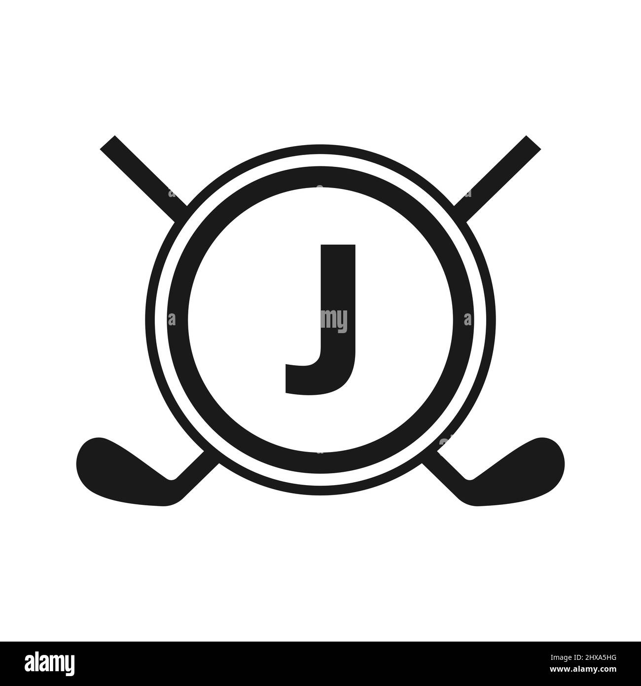 Hockey Logo On Letter J Vector Template. American Ice Hockey Tournament ...