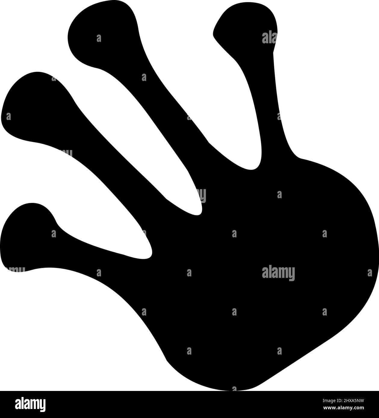 Vector illustration of the black silhouette of the footprint of a frog ...