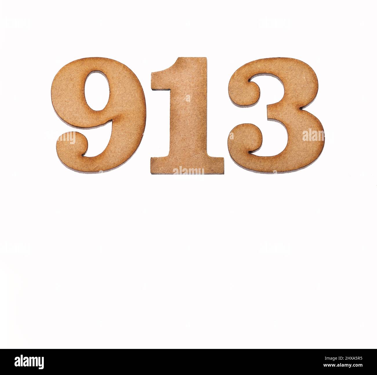 Number 913 in wood, isolated on white background Stock Photo - Alamy