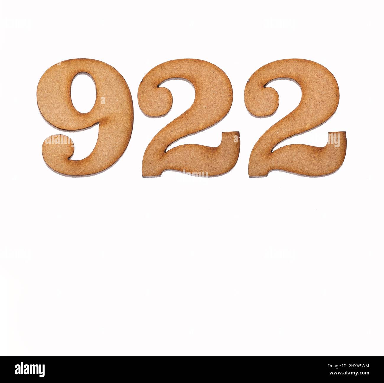 Number 922 - Piece of wood isolated on white background Stock Photo - Alamy